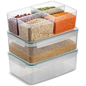 Komax Biokips Large Food Storage Container w/4 Nestable Compartments – Food Containers for Grains, Beans, Sugar, & Rice Storage – Airtight Rice Container – BPA-Free Food Storage Containers (175 oz)