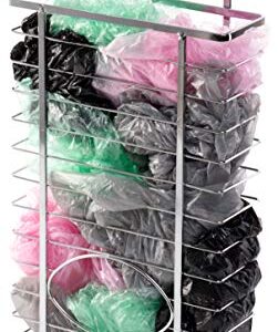 Basicwise Cabinet Metal Plastic Grocery Bag Storage Holder, Chrome, Measurements: 8" W x 3. 75" D x 15. 75" H