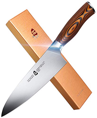 TUO Chef Knife- Kitchen Chefs Knife - High Carbon German Stainless Steel Cutlery - Rust Resistant - Pakkawood Handle - Luxurious Gift Box Included - 7 - Fiery Phoenix Series