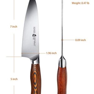 TUO Chef Knife- Kitchen Chefs Knife - High Carbon German Stainless Steel Cutlery - Rust Resistant - Pakkawood Handle - Luxurious Gift Box Included - 7 - Fiery Phoenix Series