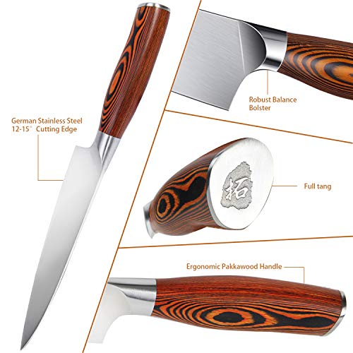 TUO Chef Knife- Kitchen Chefs Knife - High Carbon German Stainless Steel Cutlery - Rust Resistant - Pakkawood Handle - Luxurious Gift Box Included - 7 - Fiery Phoenix Series