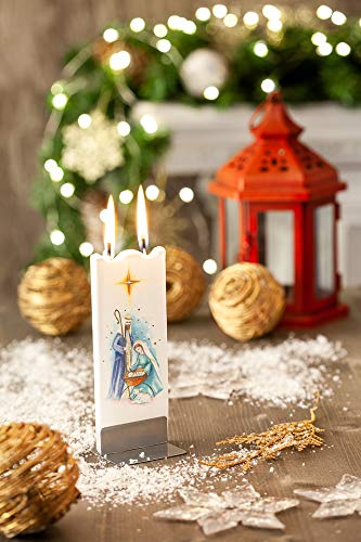 Flatyz Candles Winter Birds White Candle - Flat, Decorative, Hand Painted Candle Gifts for Women or Men - 6 inches