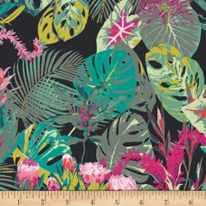 art gallery fabrics art gallery esoterra tropicalia fabric, dark black