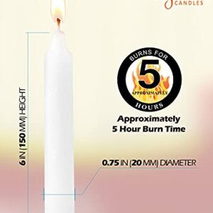 Hyoola White Candles - Short Candlesticks - 6 Inch Candle Sticks (15cm) - 5 Hour Burn Time (72 Pack), European Made