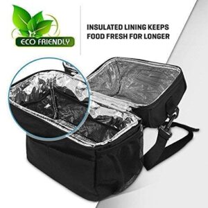 Dynamic Gear Refrigerated Lunch Box Tote Bag, Large, Adults/Men/Women, Insulated, Mesh Pockets, for Travel, Work, Picnic, Camping! (Black)