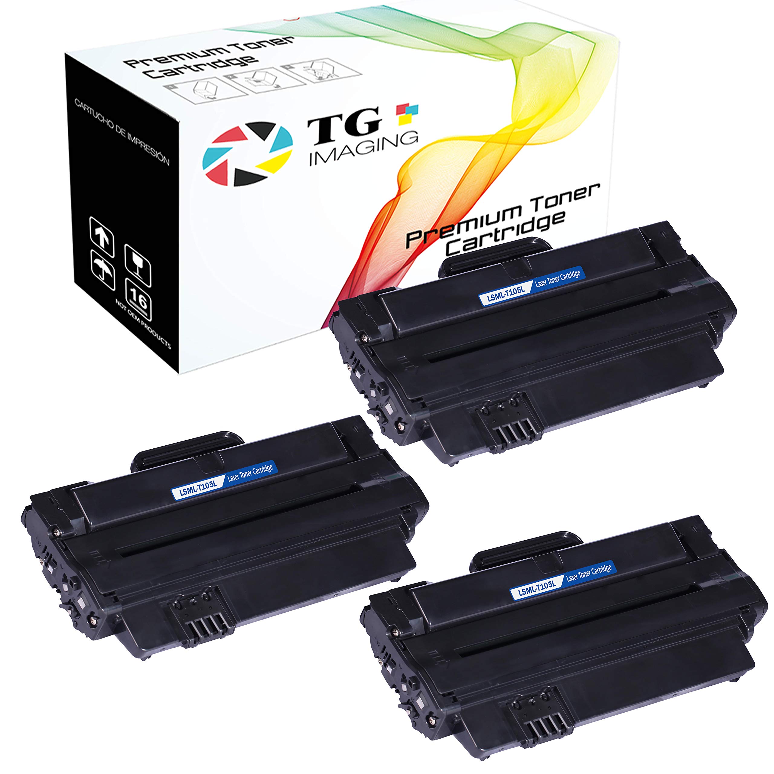 (3 Pack) TG Imaging Compatible MLT-D105L Toner Cartridge (MLTD105L, 3-Pack) for use in SCX-4623 ML-2525 ML-2545 Toner Printer (3xBlack)