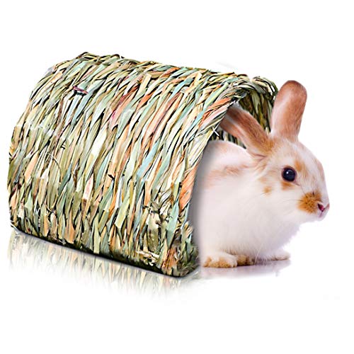 SunGrow Woven Timothy Grass Tunnel for Hamsters, Guinea Pigs, Secret Base for Ninja Training, Ideal for Dwarf Rabbits, Bearded Dragons and Other Pocket Pets, 1pc