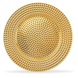 Home Collectives 13 Inch Round Elegant Serve ware Charger Plates with Matching Napkin Rings, Wedding, Dinner party, Event - Choose from our Variety of Styles and Quanties (6, Hammered Gold)