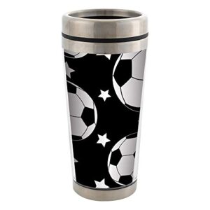 Elanze Designs Soccer Stainless Steel 16 oz Travel Mug with Lid