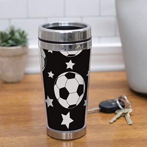 Elanze Designs Soccer Stainless Steel 16 oz Travel Mug with Lid