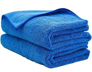 aidea professional microfiber drying towel-2pk, premium microfiber towels, scratch-free, strong water absorption drying towel for cars, suvs, rvs, trucks, and boats gifts(24 in. x 31 in.)-blue