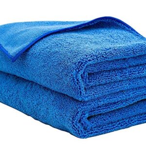 AIDEA Professional Microfiber Drying Towel-2PK, Premium Microfiber Towels, Scratch-free, Strong Water Absorption Drying Towel for Cars, SUVs, RVs, Trucks, and Boats Gifts(24 in. x 31 in.)-Blue