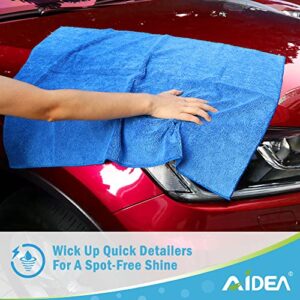 AIDEA Professional Microfiber Drying Towel-2PK, Premium Microfiber Towels, Scratch-free, Strong Water Absorption Drying Towel for Cars, SUVs, RVs, Trucks, and Boats Gifts(24 in. x 31 in.)-Blue