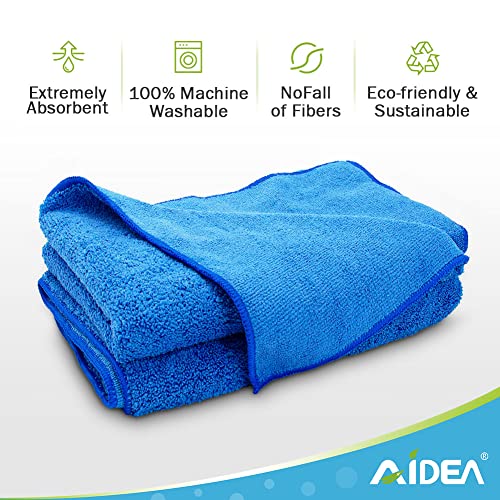 AIDEA Professional Microfiber Drying Towel-2PK, Premium Microfiber Towels, Scratch-free, Strong Water Absorption Drying Towel for Cars, SUVs, RVs, Trucks, and Boats Gifts(24 in. x 31 in.)-Blue