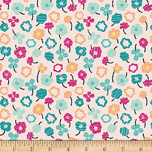 Art Gallery Fabrics Art Gallery Playing Pop Waving Buds Candied Fabric, Teal