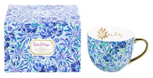 lilly pulitzer gold handle ceramic mug 12 ounce blue