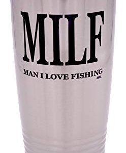 Rogue River Tactical Large Funny Fishing 20 Ounce Travel Tumbler Mug Cup w/Lid MILF Man I Love Fishing Fishing Gift Fish