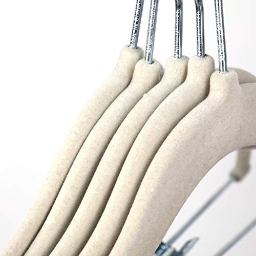 Tosnail 30 Pack Kids Velvet Hangers Children's Clothes Hangers Baby Hangers with Clips - Cream