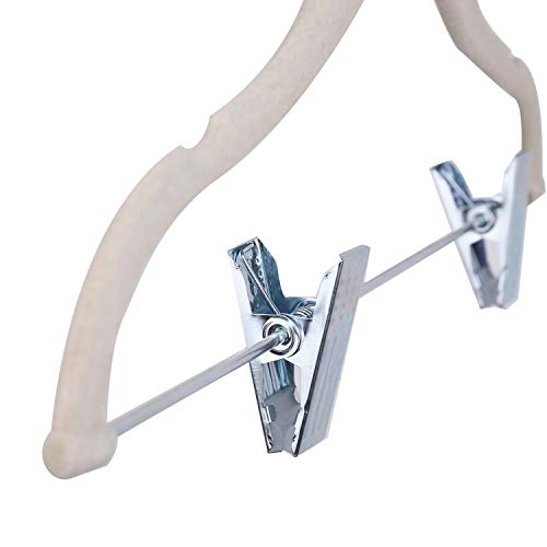 Tosnail 30 Pack Kids Velvet Hangers Children's Clothes Hangers Baby Hangers with Clips - Cream