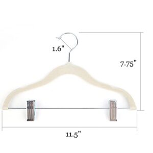 Tosnail 30 Pack Kids Velvet Hangers Children's Clothes Hangers Baby Hangers with Clips - Cream