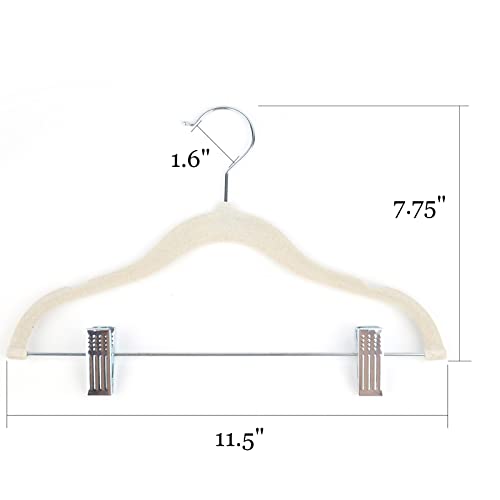 Tosnail 30 Pack Kids Velvet Hangers Children's Clothes Hangers Baby Hangers with Clips - Cream