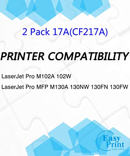 Compatible 2-Pack 17A CF217A Toner Cartridge for HP M102w M102a MFP M130a M130nw M130fn M130fw Printer (Black), by EasyPrint