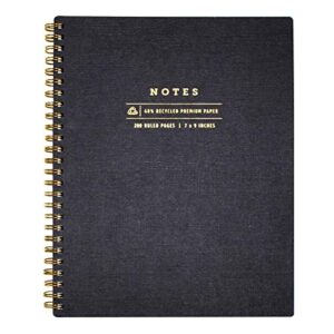 bestand greenroom lined spiral notes journal lined 7" x 9" hardcover / 160 sheets (black)