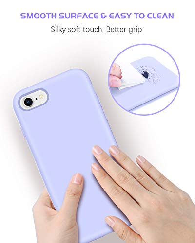 YINLAI iPhone SE 2020 Case,iPhone SE 2022 Case,iPhone 8 Case iPhone 7 Case Slim Liquid Silicone Women Girls Men Shockproof Protective Phone Cover for iPhone SE 3rd/2nd Gen 4.7 Inch, Lavender Purple