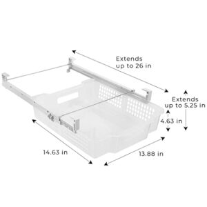 Smart Design Adjustable Pull Out Refrigerator Drawer - Extra Large, Set of 2 - BPA Free - Holds 20 lbs - Extendable Sliding Fridge Bin, Freezer, Pantry Food Holder Storage Organizer - Kitchen - Clear