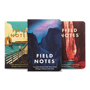 field notes: national parks series (series a - yosemite, acadia, zion) - graph paper memo book 3-pack - 3.5 x 5.5 inch