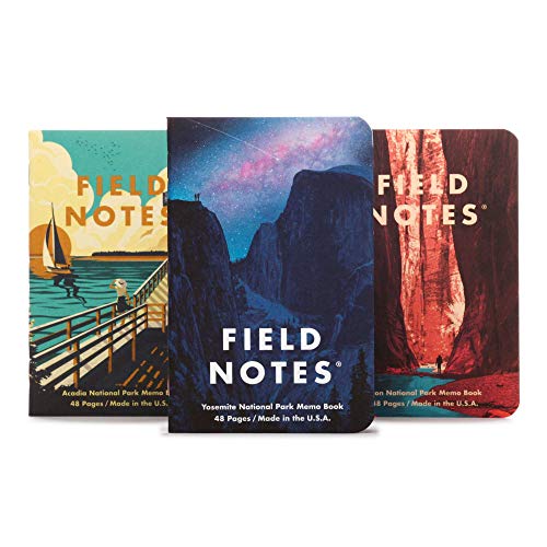 Field Notes: National Parks Series (Series A - Yosemite, Acadia, Zion) - Graph Paper Memo Book 3-Pack - 3.5 x 5.5 Inch