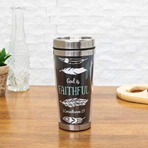 God is Faithful Stainless Steel 16 oz Travel Mug with Lid