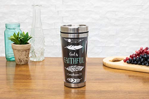 God is Faithful Stainless Steel 16 oz Travel Mug with Lid