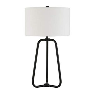 Marduk 25.5" Tall Table Lamp with Fabric Shade in Blackened Bronze/White