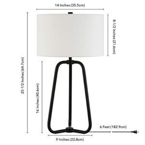 Marduk 25.5" Tall Table Lamp with Fabric Shade in Blackened Bronze/White