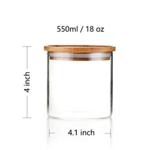 Sweejar Glass Food Storage Jar with Lids(18 OZ),Airtight Canisters Sets for Kitchen,Food Storage Container with Bamboo Lid for Serving Tea, Coffee, Spice and More(18 oz)…