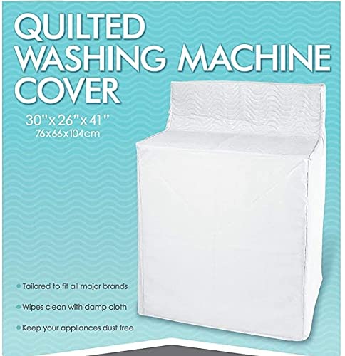 Dependable Heavyweight Zippered & Quilted Washing Machine Cover White