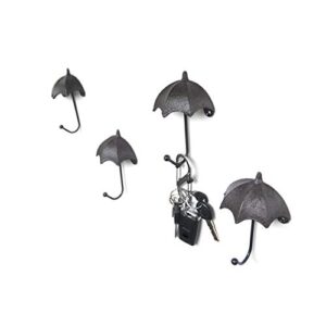 2 Pack Metal 3D Hook Cast Iron Bar Decoration Retro Creative Wall Hanging (Umbrella, 10×14×5cm)