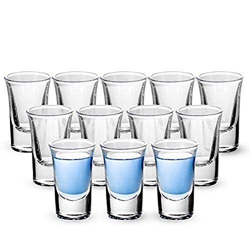 Ruckae 12 Pack Shot Glasses, 1 OZ Shot Glasses Set with Heavy Base, Clear Shot Glasses Set of 12(Cone Shaped)