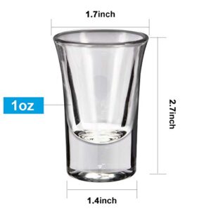 Ruckae 12 Pack Shot Glasses, 1 OZ Shot Glasses Set with Heavy Base, Clear Shot Glasses Set of 12(Cone Shaped)