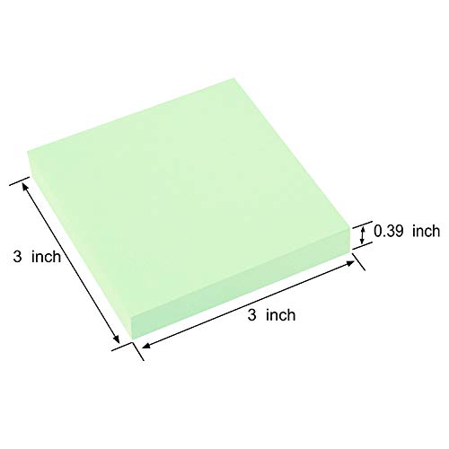 ZCZN 400 Sheets Pop-up Sticky Notes, 3 x 3 Inches, 4 Pads Bright Color Self-Stick Notes, 100 Sheets/Pad, Light Green