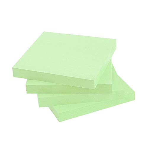 ZCZN 400 Sheets Pop-up Sticky Notes, 3 x 3 Inches, 4 Pads Bright Color Self-Stick Notes, 100 Sheets/Pad, Light Green