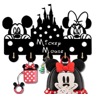 mickey mouse disney key hooks,door hooks self-adhesive key holder for wall entryway, kitchen,5 hook black heavty duty 6lb (mickey mouse)