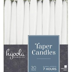 Hyoola Tall Taper Candles - Tapered Candles - White Dripless Candle Sticks - 8 Inch (20cm) - 7 Hour Burn Time (30-Pack)