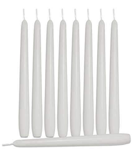 Hyoola Tall Taper Candles - Tapered Candles - White Dripless Candle Sticks - 8 Inch (20cm) - 7 Hour Burn Time (30-Pack)