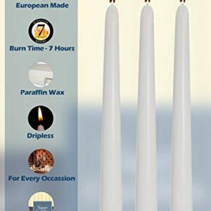 Hyoola Tall Taper Candles - Tapered Candles - White Dripless Candle Sticks - 8 Inch (20cm) - 7 Hour Burn Time (30-Pack)