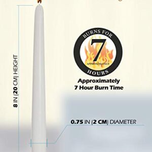 Hyoola Tall Taper Candles - Tapered Candles - White Dripless Candle Sticks - 8 Inch (20cm) - 7 Hour Burn Time (30-Pack)