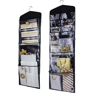 regal bazaar large double-sided hanging gift bag organizer and tissue paper holder (black)