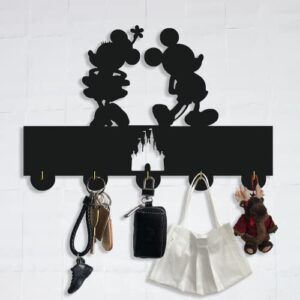 ysdesign mickey door hooks,disney mickey mouse cartoon animation coat hooks,key holder,key hanger for wall、entryway and living room -unigue gift-5 hooks-20lb(max)