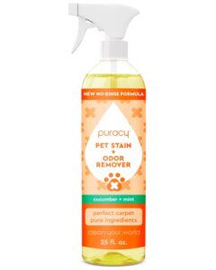 puracy natural platinum pet stain and odor remover - plant-powered professional pet urine odor eliminator with natural enzymes - safe and effective carpet pet stain remover and cleaner, 739ml, 25oz